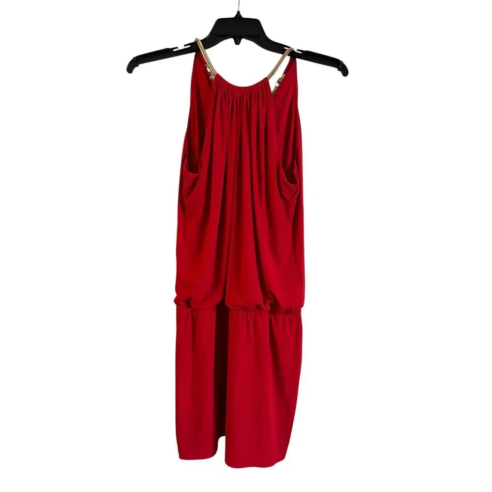 Jessica Simpson | Dresses | Jessica Simpson Red Halter Gold Collar ...